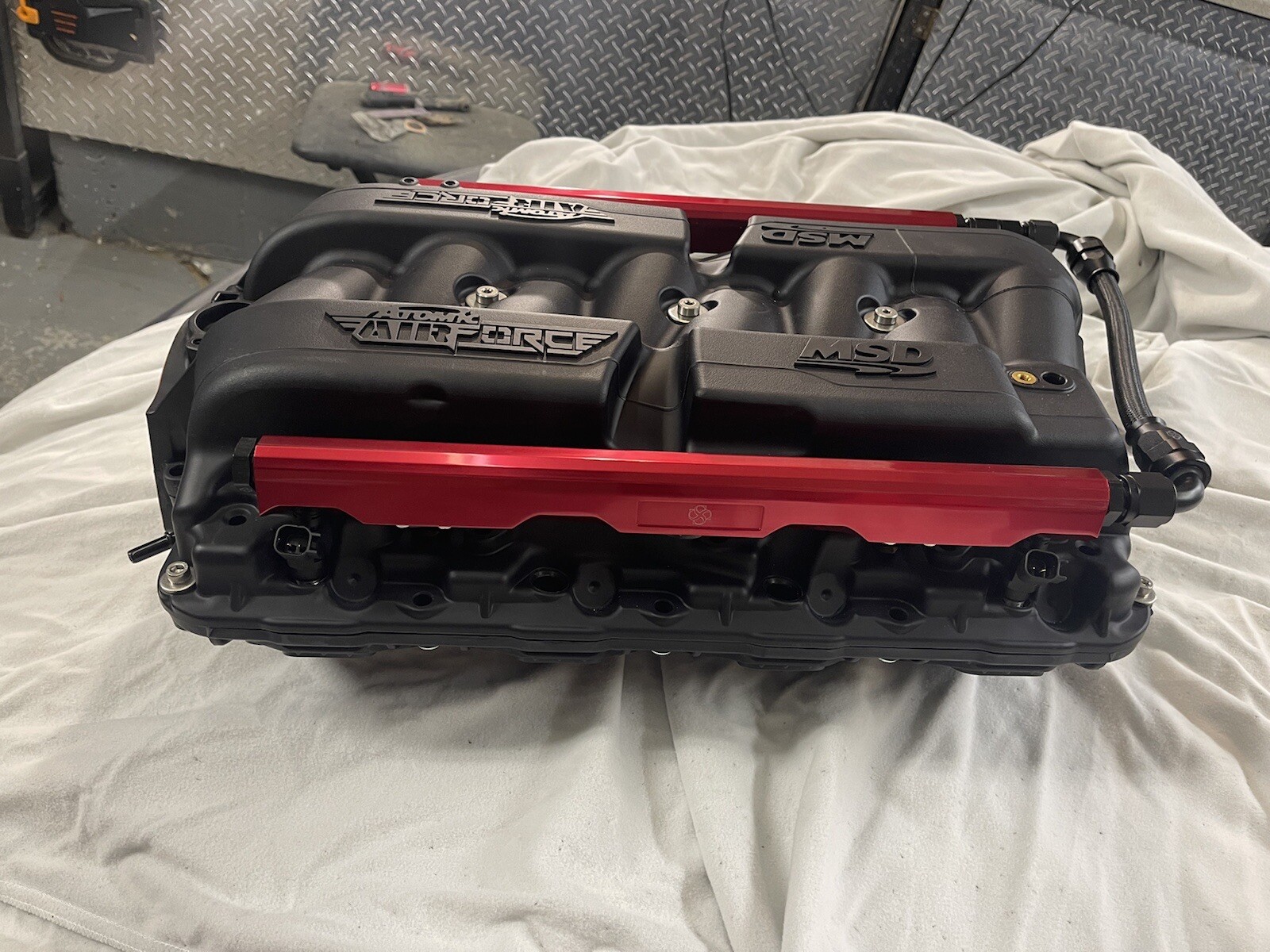 MSD Atomic Fuel Rail Kit BLACK -8AN Feed Aluminum For LS7 Manifold Fits ...