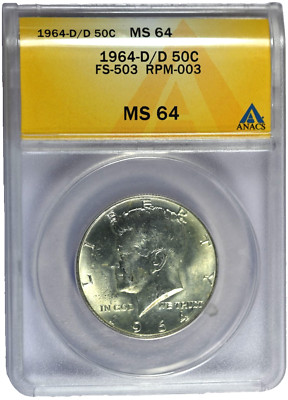 1964-D/D ANACS MS64 FS-503 RPM-003 Kennedy Half-Price Guide $80 | eBay