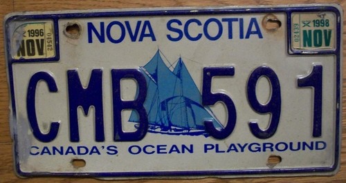 SINGLE NOVA SCOTIA, CANADA LICENSE PLATE - CMB 591 - CANADA'S OCEAN ...
