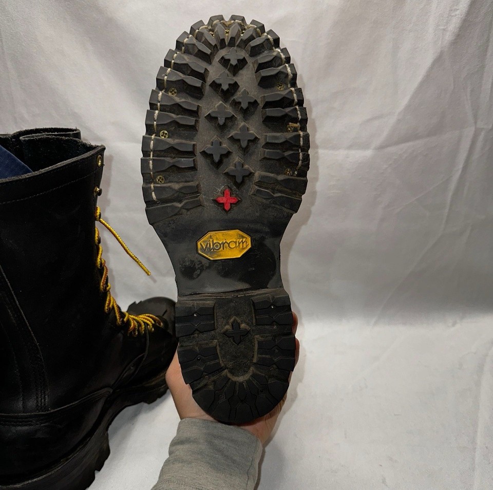 WHITE’S SMOKEJUMPER BLACK LEATHER HANDMADE W/ LINEMAN PATCH VIBRAM LUG ...