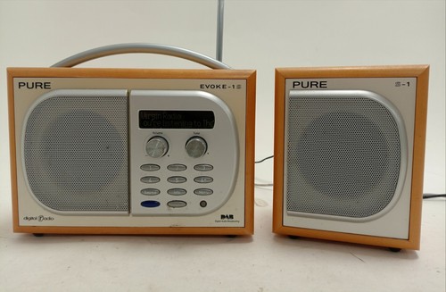 PURE Evoke-1S DAB Digital Radio with S-1 Speaker Bundle - Wood Finish ...