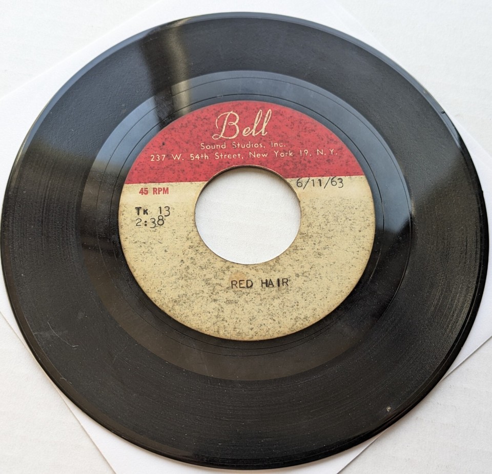 Acetate Unknown Artist TEEN BOPPER Red Hair BELL 1963 Vinyl 7" 45RPM G+ ...