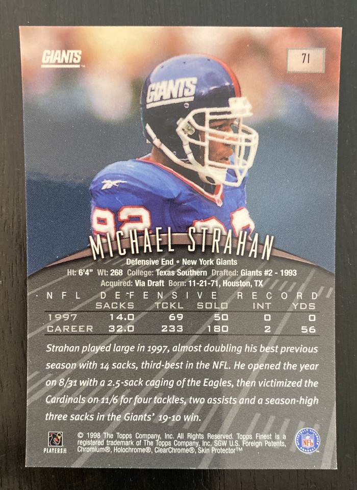 1998 Topps Finest #71 Michael Strahan New York Giants Football Card | eBay