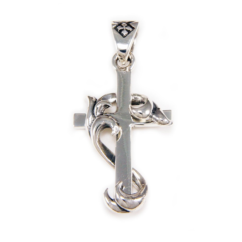 ARABESQUE CROSS 925 STERLING SILVER BIKER GOTHIC ROCKABILLY PENDANT gs ...