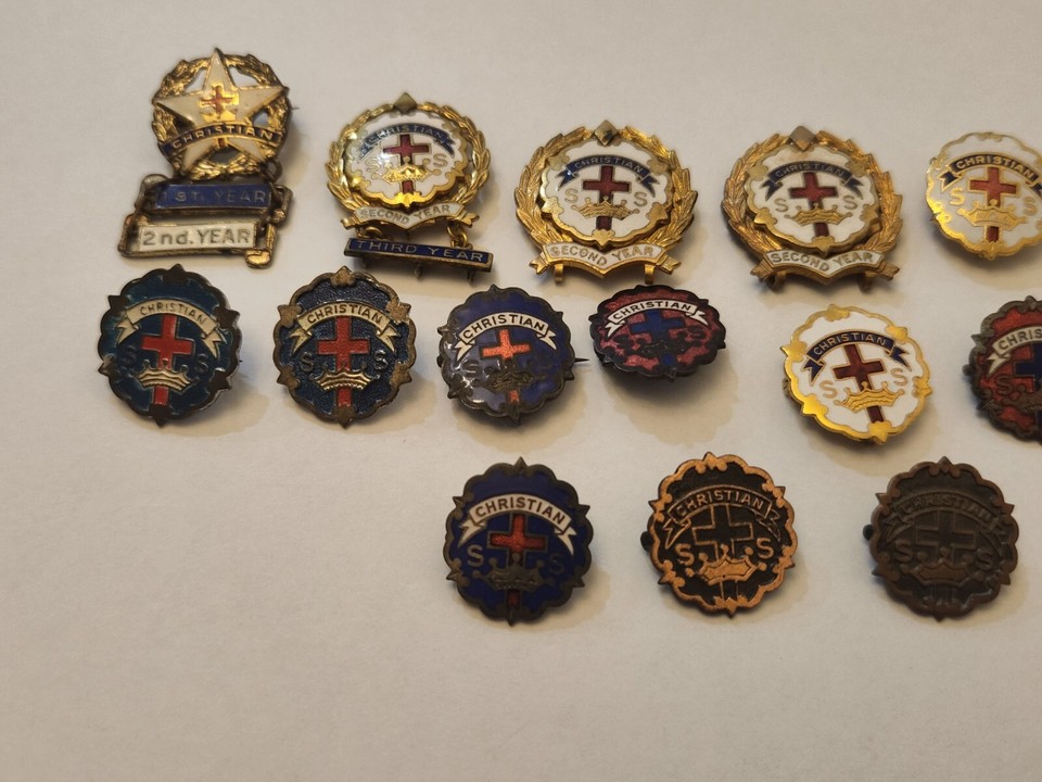 Lot of 16 Vintage Christian Pins Sunday School Cross and Crown Pins | eBay