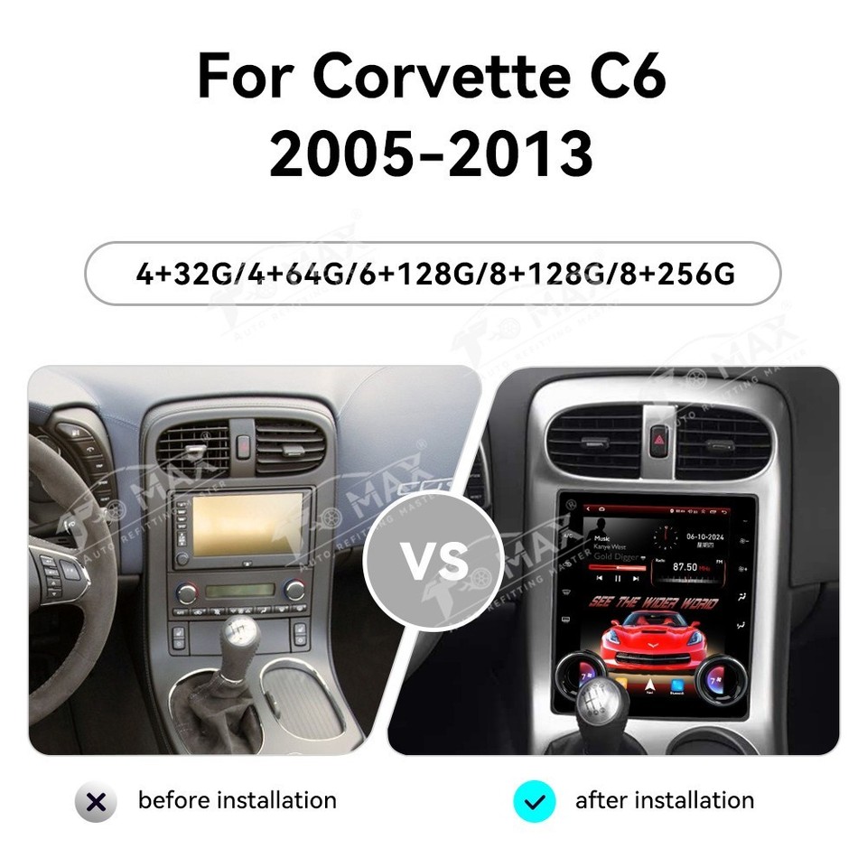 10.4'' Android For Corvette C6 2005-2013 Car Radio Navigation Carplay ...