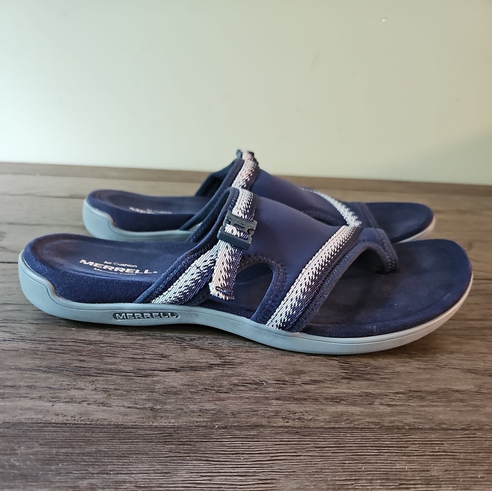 Merrell air Cushion memory foam Slip On slide sandal Navy Grey Women’s ...