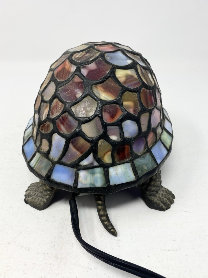 Vintage Stained Glass Turtle Desk Lamp Tiffany Style WORKS | eBay