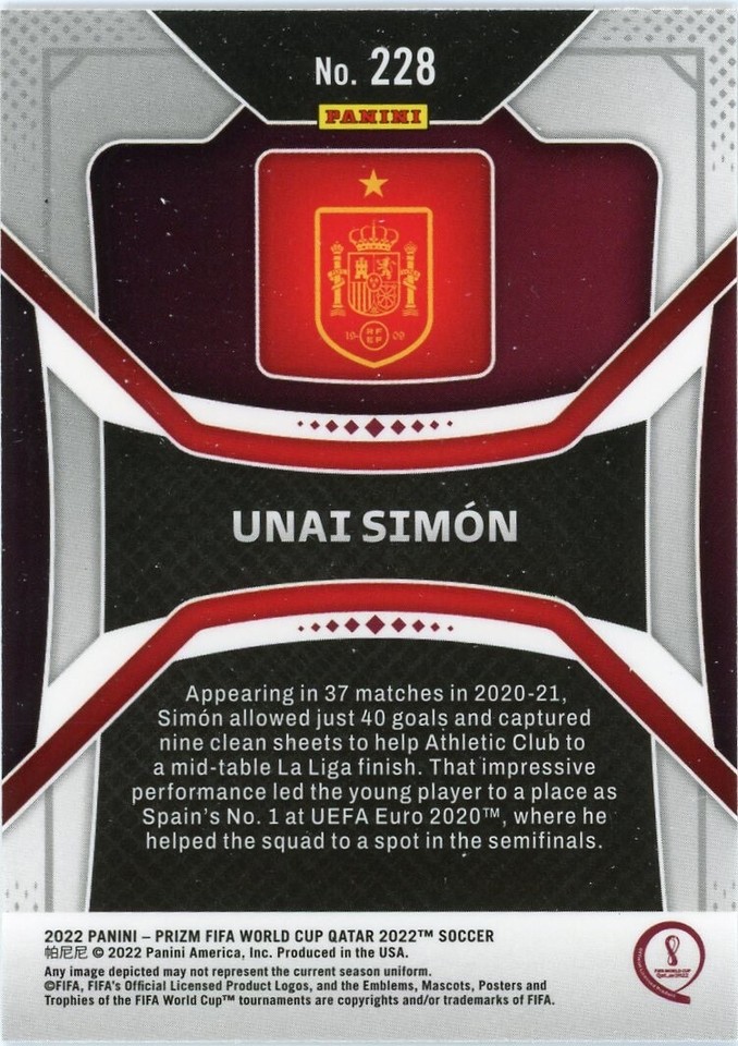 2022 Panini Prizm World Cup Unai Simon Spain Soccer FIFA World Cup #228 | eBay