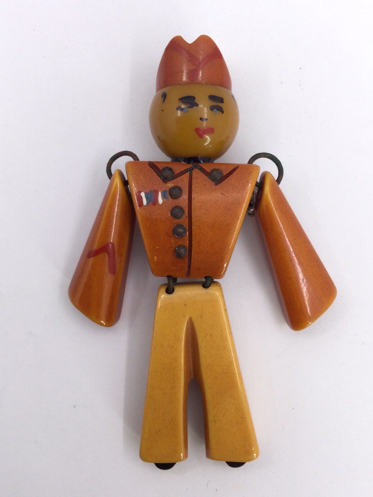 BAKELITE 1940s MARINE JOINTED FIGURE PIN *** RARE **… - Gem