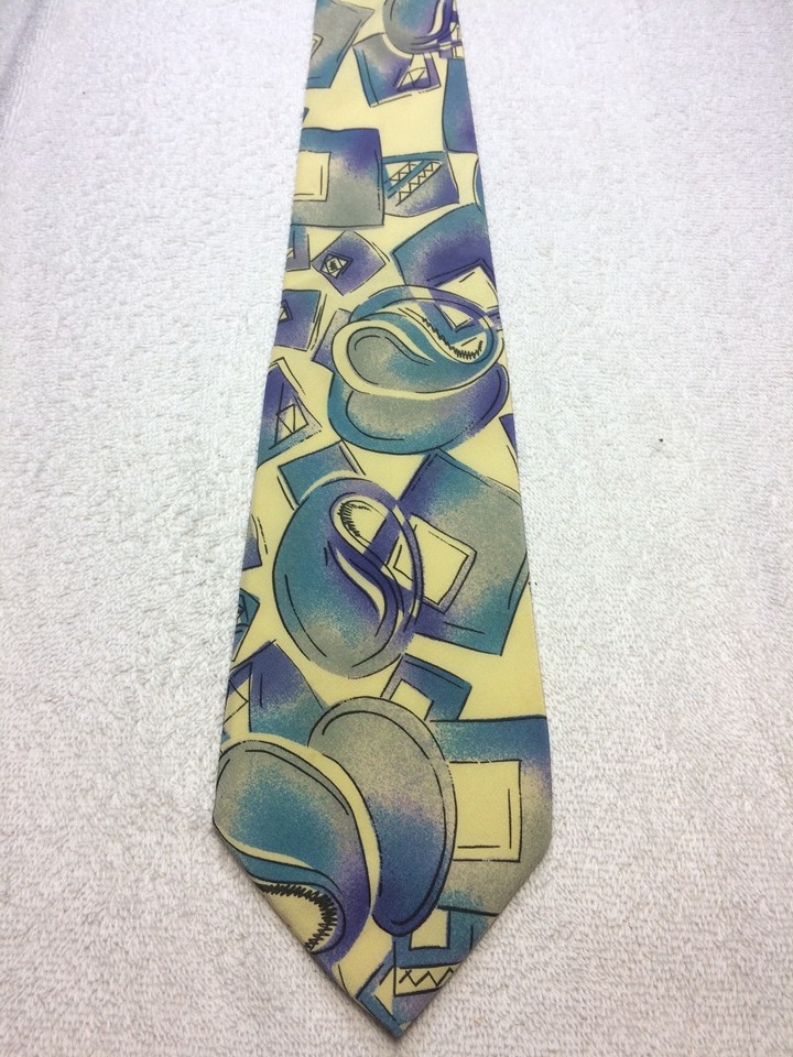 GEOFFREY BEENE MENS TIE YELLOW BLUE PURPLE GRAY 3.75 X 60 | eBay