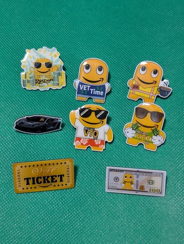 Amazon PECCY Pins Lot Of 8 Time off PTO, VTO, VET, MET, Swag Bucks Etc ...