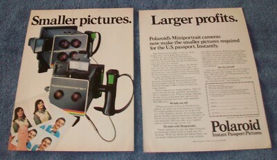 1977 Polaroid 202 & 452 MiniPortrait Vintage Camera Ad "Larger Profits ...