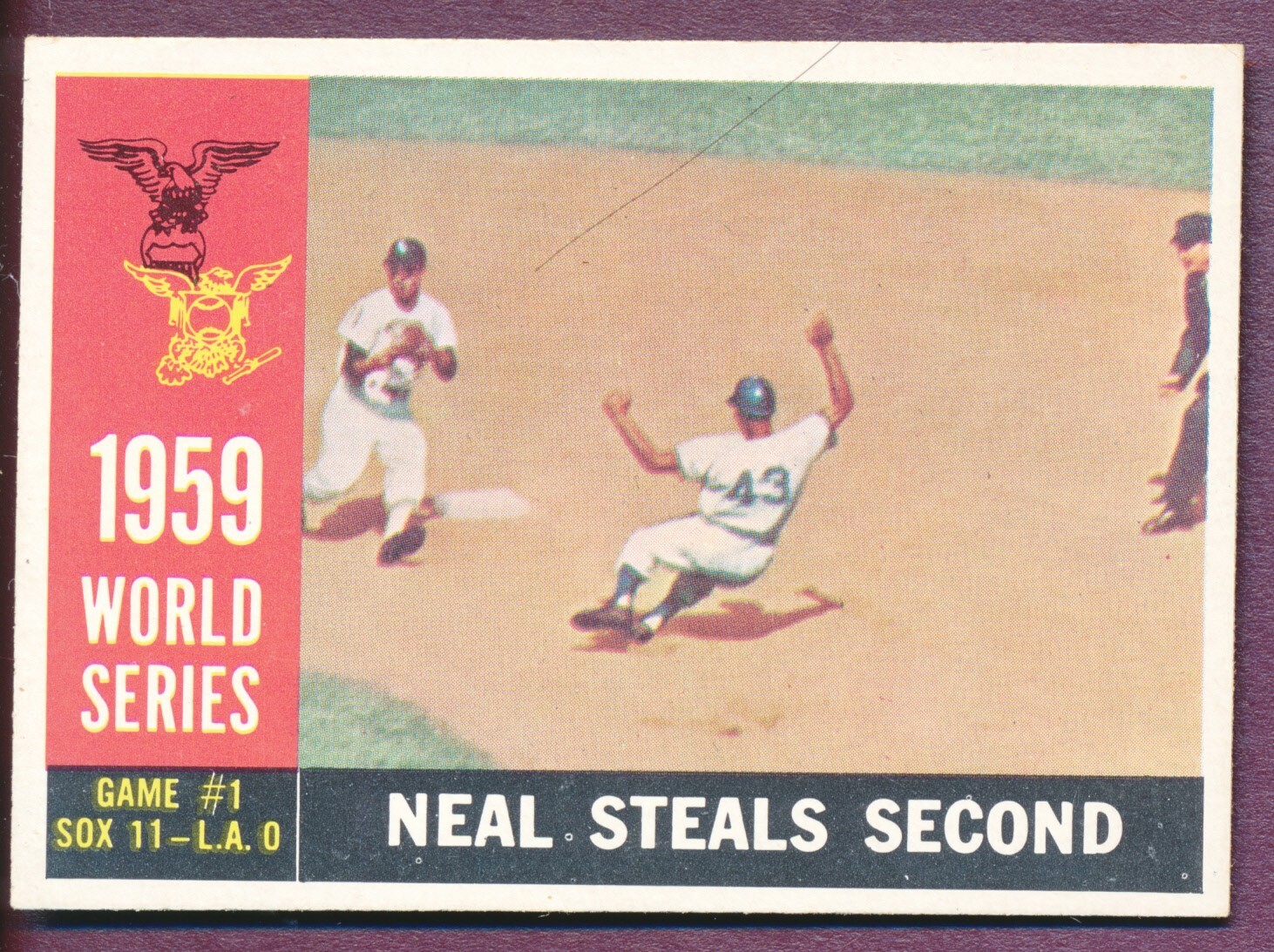 1960 TOPPS #385 1959 WORLD SERIES GAME #1 CHARLIE NEAL SHARP EDGES ...