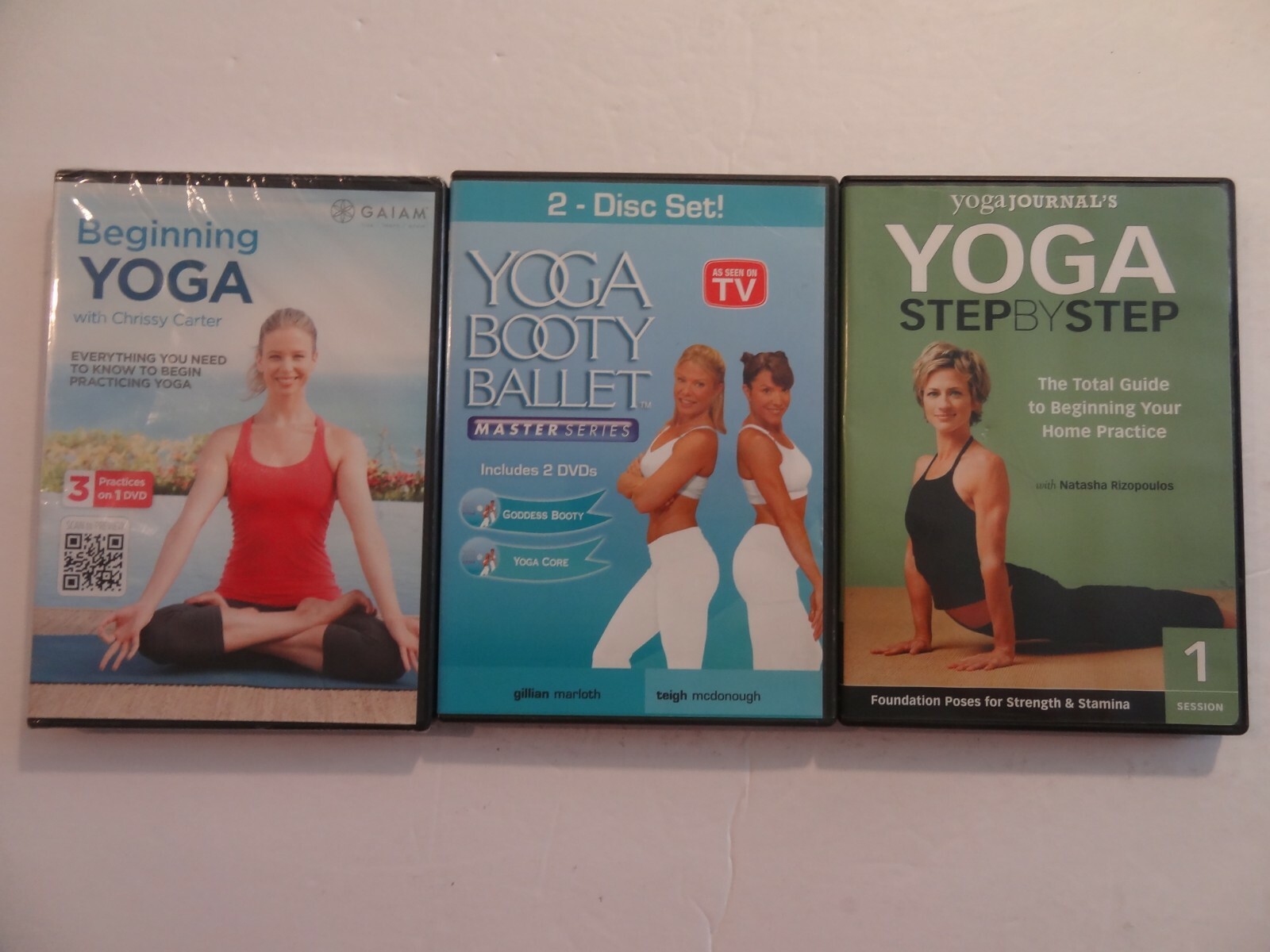 Lot of 3 DVDs - YOGA (Yoga Booty Ballet, Beginning Yoga, Yoga Step by ...