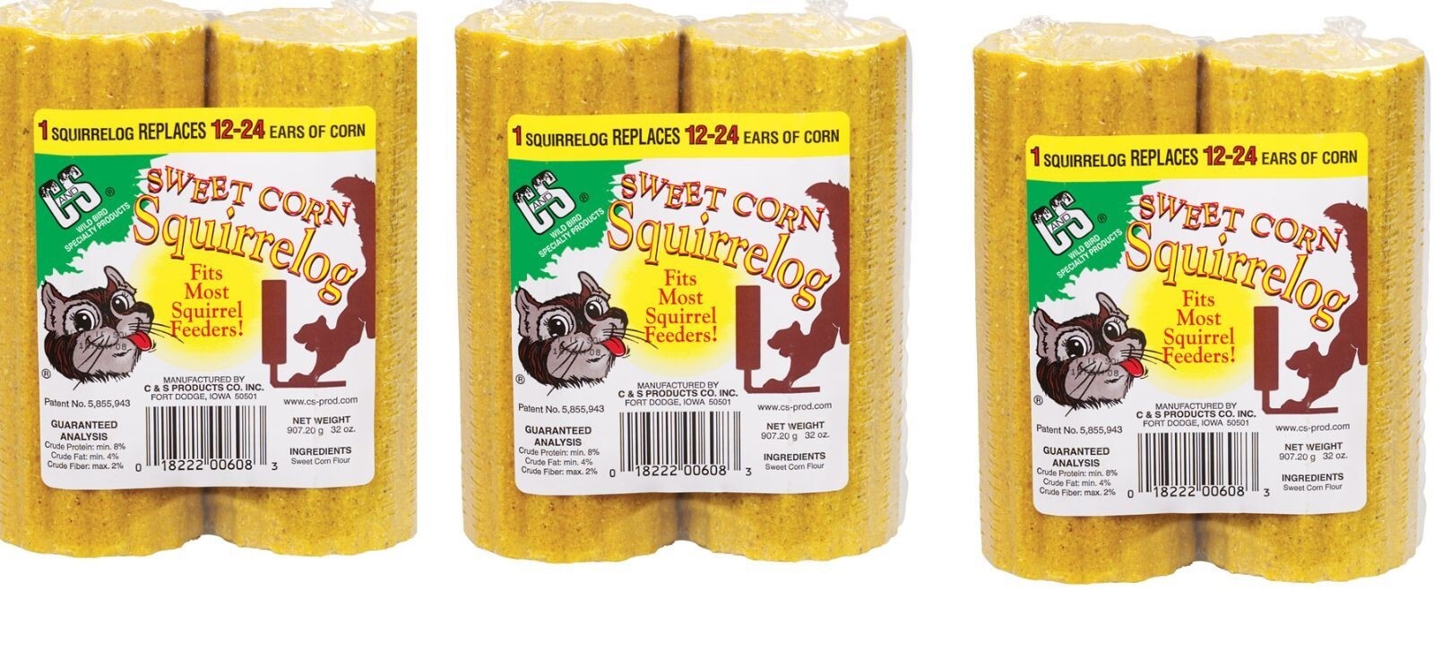 3 packs (6 Logs) SQUIRREL LOGS 608 Corn Flavor | eBay