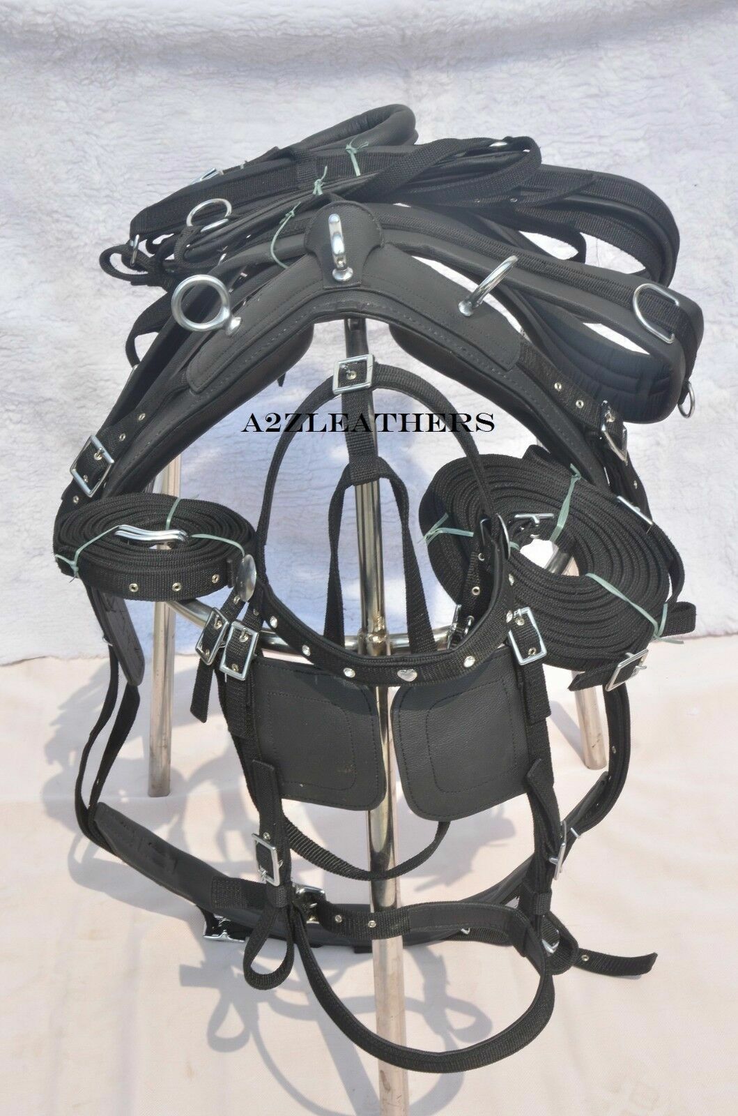Black Nylon Driving Harness With Diamonte on Bridle Full Cob Pony Mini ...
