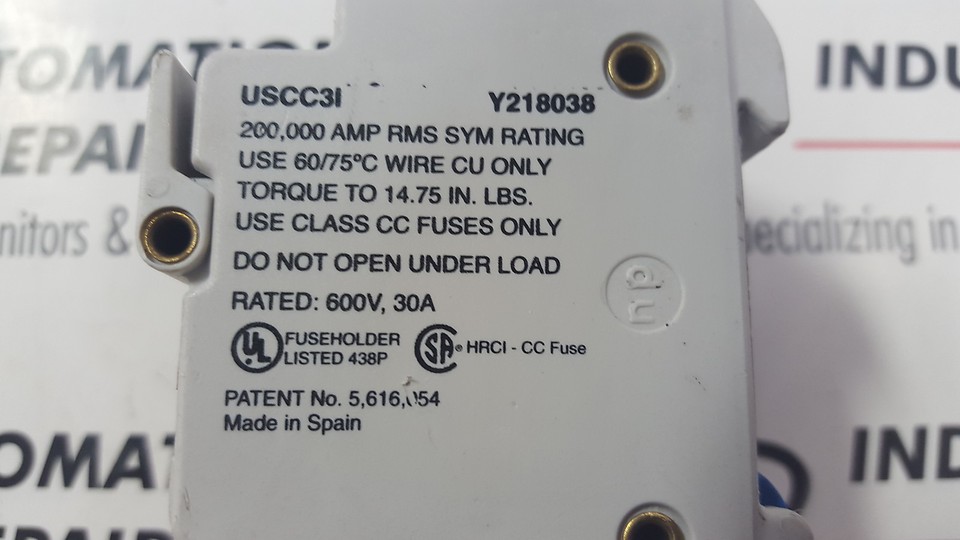 FERRAZ SHAWMUT CLASS CC FUSE BLOCK (600 V, 30 A) USCC3L | eBay