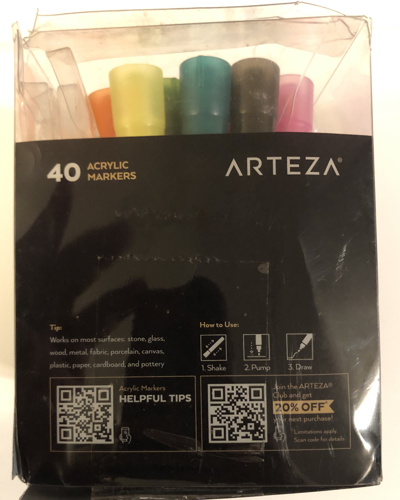Arteza Acrylic Paint Markers Set of 40 Assorted Color Pens With ...