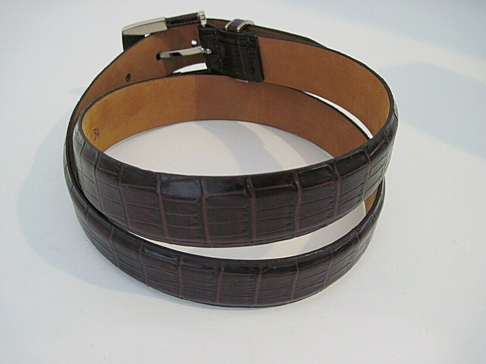 Remo Tulliani Belt Brown Italian Calfskin Leather Croc Design Buckle ...