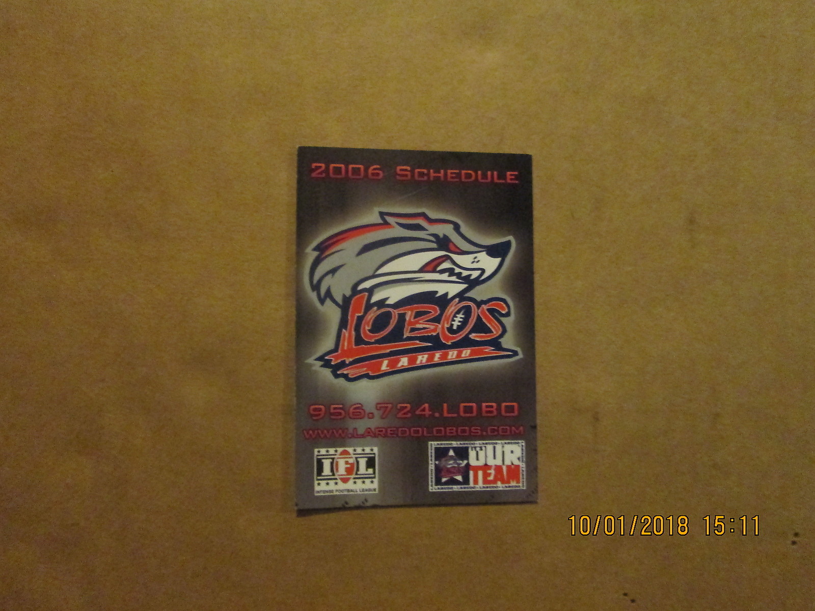 IFL Laredo Lobos Vintage Defunct Circa 2006 Team Logo Football Pocket ...