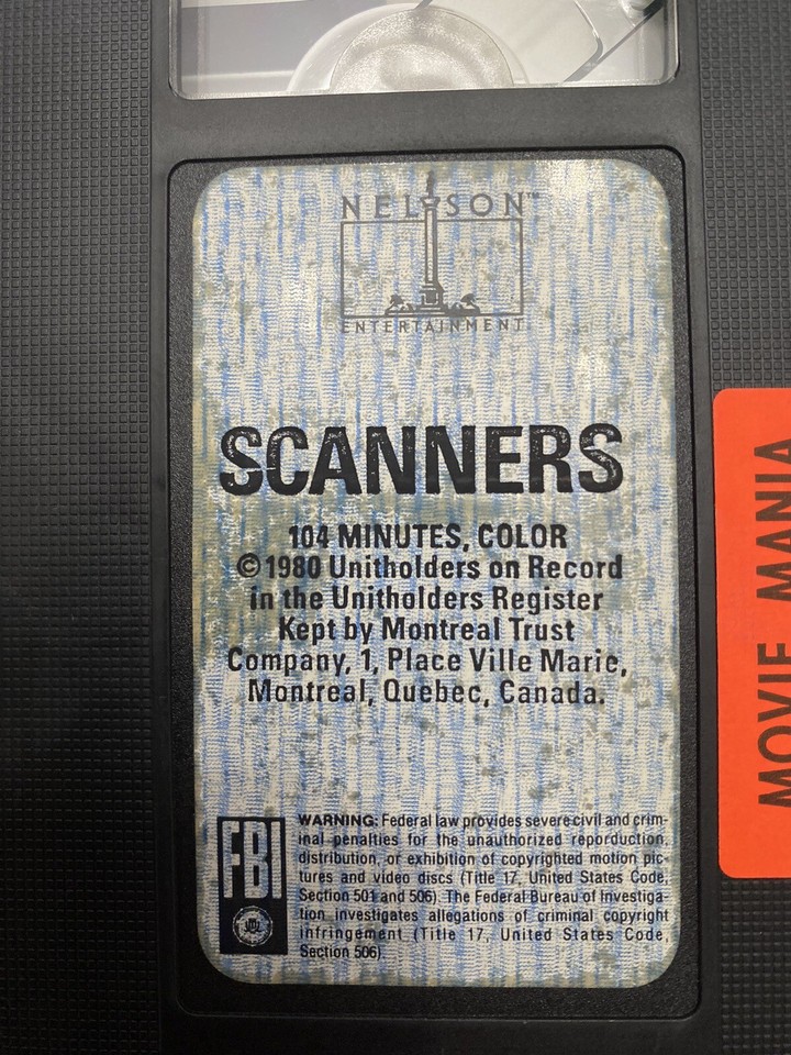 RARE FIND! Scanners VHS Tape, 1980, Horror, Thriller, HTF, Vintage ...