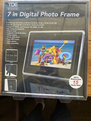 TDE Systems 7 inch Digital Photo Frame/Clock/Video/Mp3 Player With ...
