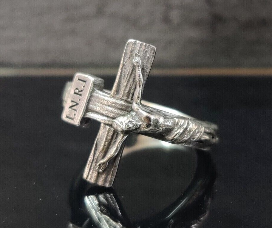 925 Sterling Silver Jesus Crucifix Ring,INRI Ring For Men,Cross Ring ...