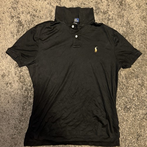 Polo Ralph Lauren Polo Shirt Mens Size Medium Black Pima Soft Touch | eBay
