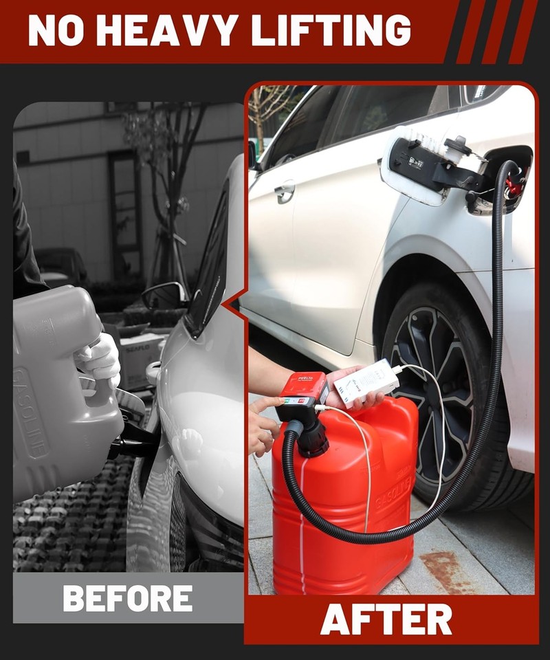 Rechargeable Gas Can Pump - Electric Fuel Transfer Pump with Auto Shut ...