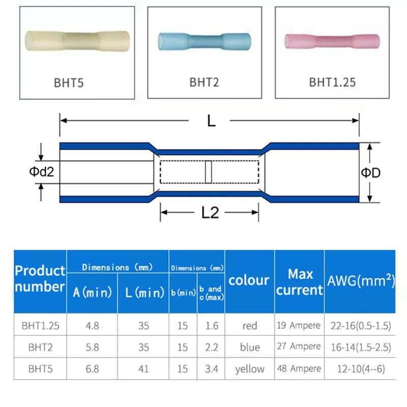 500/100x Heat Shrink But Connector Waterproof Electrical Wire Marine ...