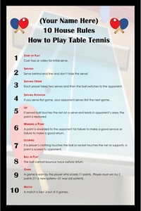 PERSONALIZED TABLE TENNIS PING PONG 10 HOUSE RULES CUSTOM FRAMED ART ...