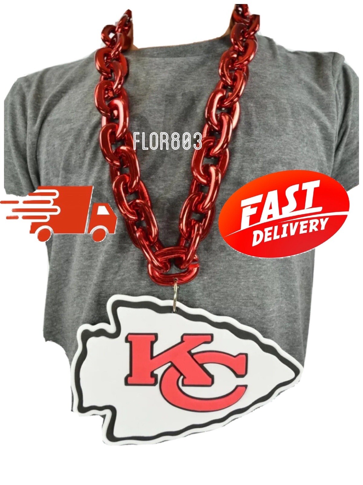 NFL Kansas City Chiefs 3D Fan Chain Necklace Foam (Red Chain) | eBay