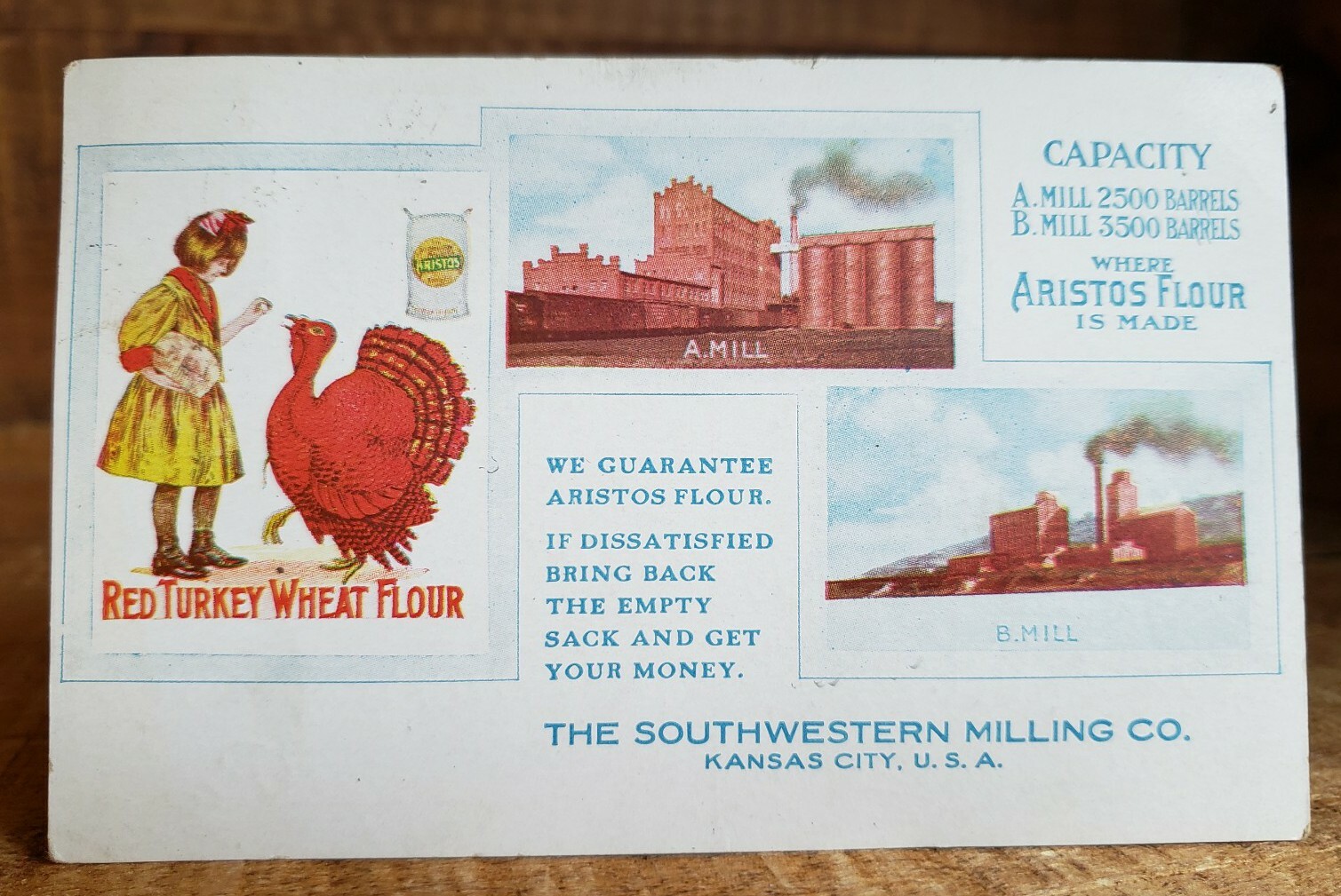 c1909 Red Turkey Wheat Flour Rare Advertising Postcard Kansas City MO ...