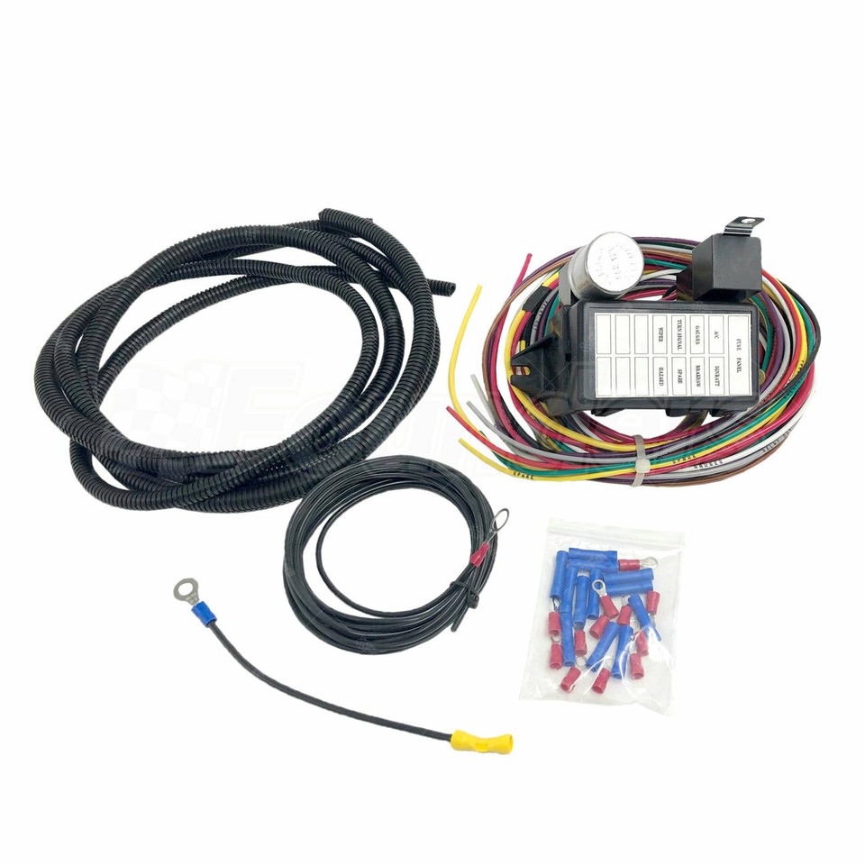 10 Circuit Basic Wire Harness Fuse Box W Street Hot Rat Rod Wiring Car ...