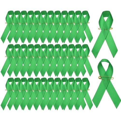 Satin Awareness Ribbons, Satin Ribbon with Safety Pins 200 Pcs Green | eBay