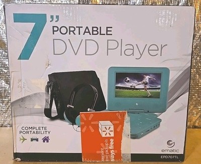 Ematic EPD707 Portable DVD Player - 7" Display - 480 x 234 - Teal - DVD ...