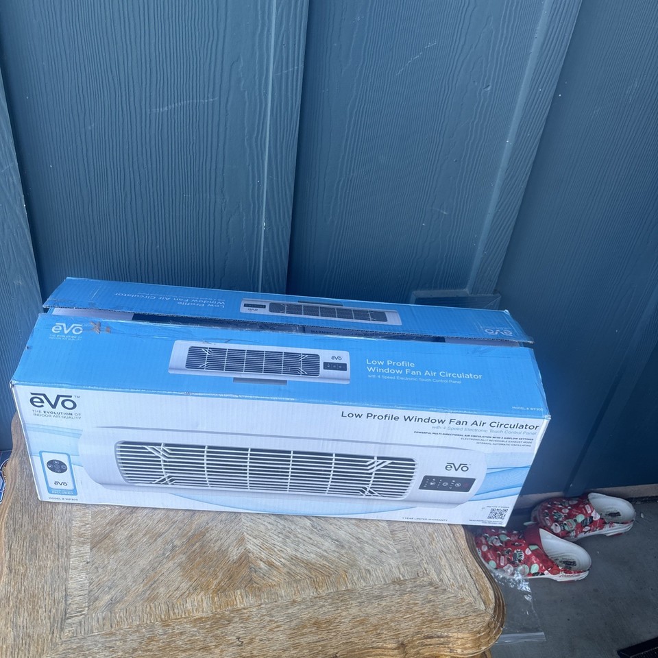 NEW EVO Low Profile Oscillating Window Fan Air Circulator 4-Speed ...
