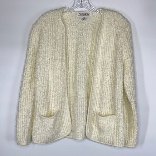 Vintage Side Effects Open Front Fuzzy Granny Cardigan Sweater Size ...