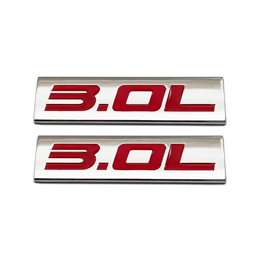 2x Metal Red Chrome 3.0L Logo Emblem V6 V8 Car Engine Badge SUV Auto 3D ...