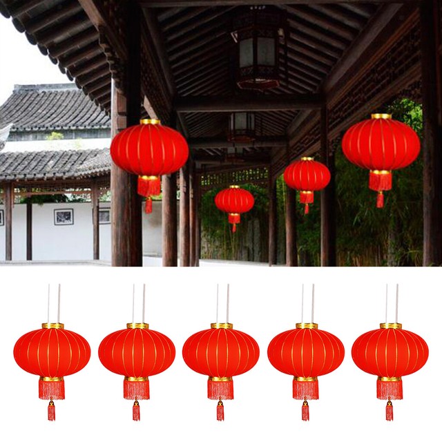 5pcs Chinese Red Lanterns Spring Festival Decor DIY Craft Lucky 5pcs-chinese-red-lanterns-spring-festival-decor-diy-craft-lucky