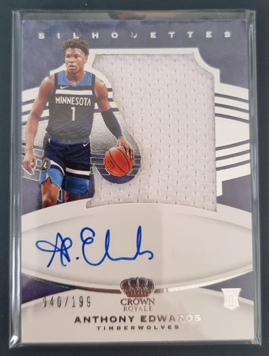 2020-21 PANINI CROWN ROYALE ANTHONY EDWARDS ROOKIE SILHOUETTES AUTO ...