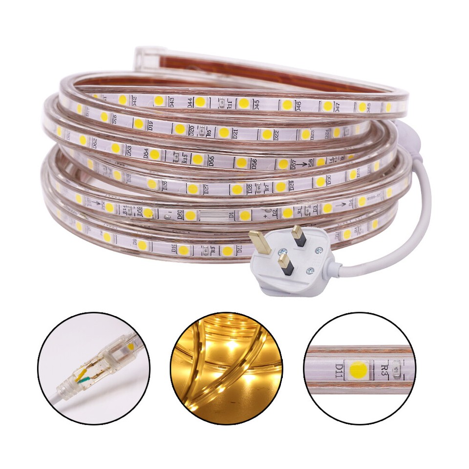 220V 240V LED Strip Lights 5050 60LED/m Kitchen Flexible Rope ...