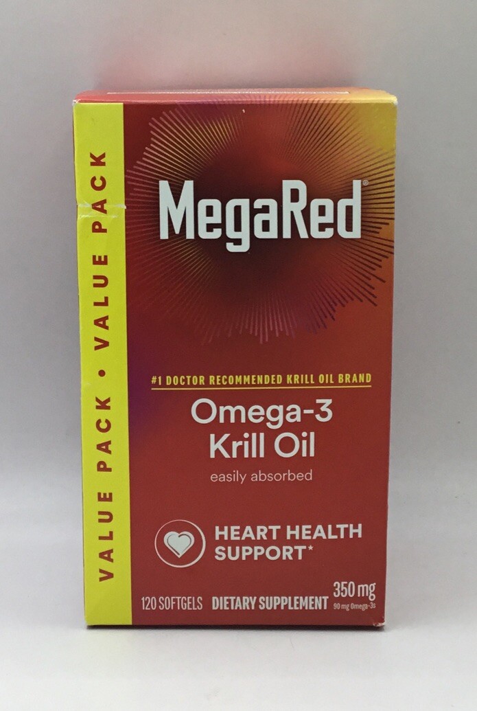 MegaRed 350mg Superior Omega3 Krill Oil Heart 120 Softgels EXP 8/25 ...