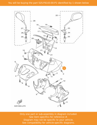 YAMAHA Cover, Hand Upper 1, 52S-F6143-00-P1 OEM HW125XENTER 125 ...