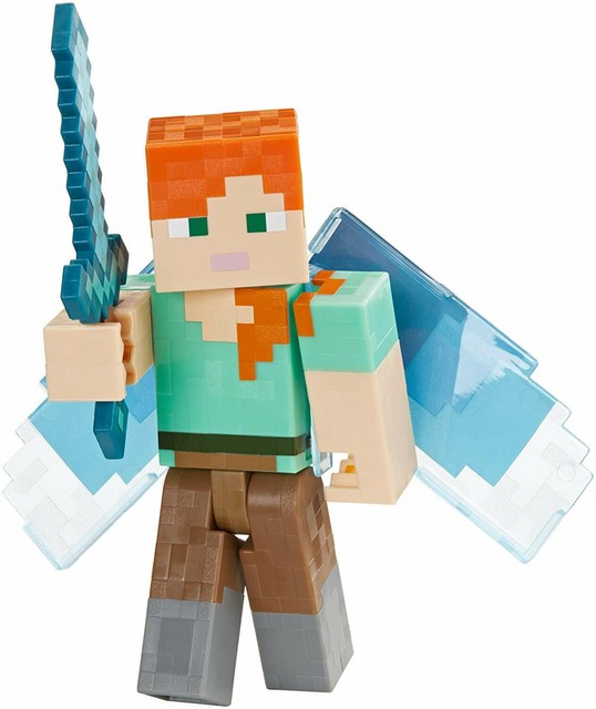 Minecraft Survival Mode Alex With Elytra Action Figure Diamond Sword ...