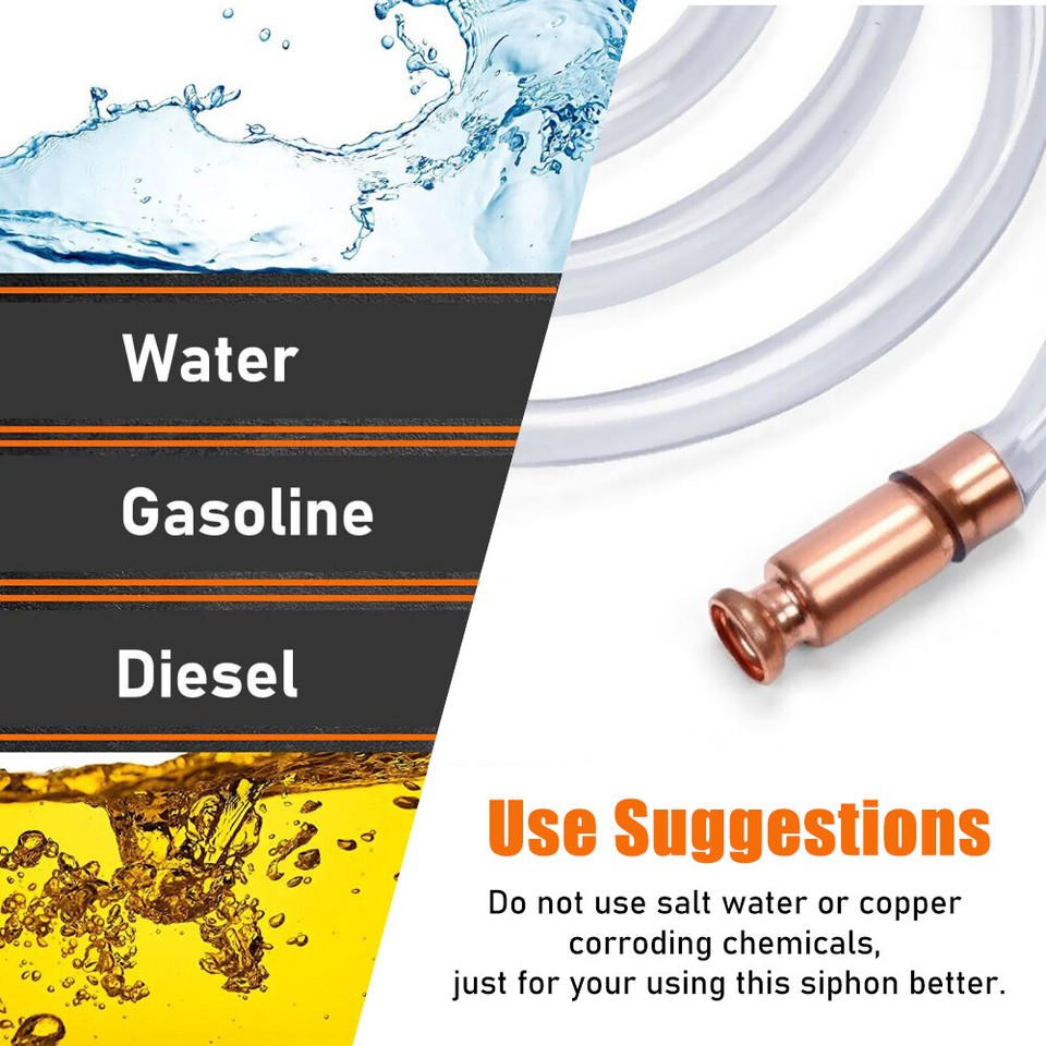 10FT X 1/2" Siphon Hose Pump Self Priming Jiggler Shaker Transfer Fuel ...