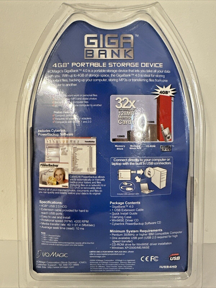 Sealed 4 GB Portable Storage Device Includes FREE Cyberlink PowerBackup ...