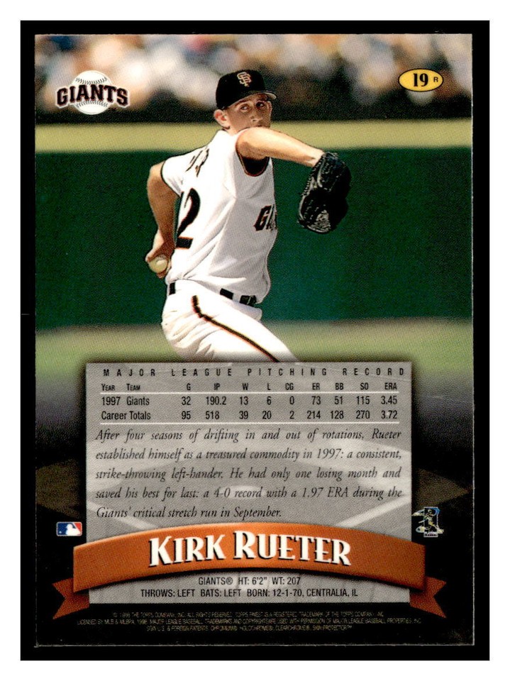 Kirk Rueter 1998 Finest Refractor 19 | eBay