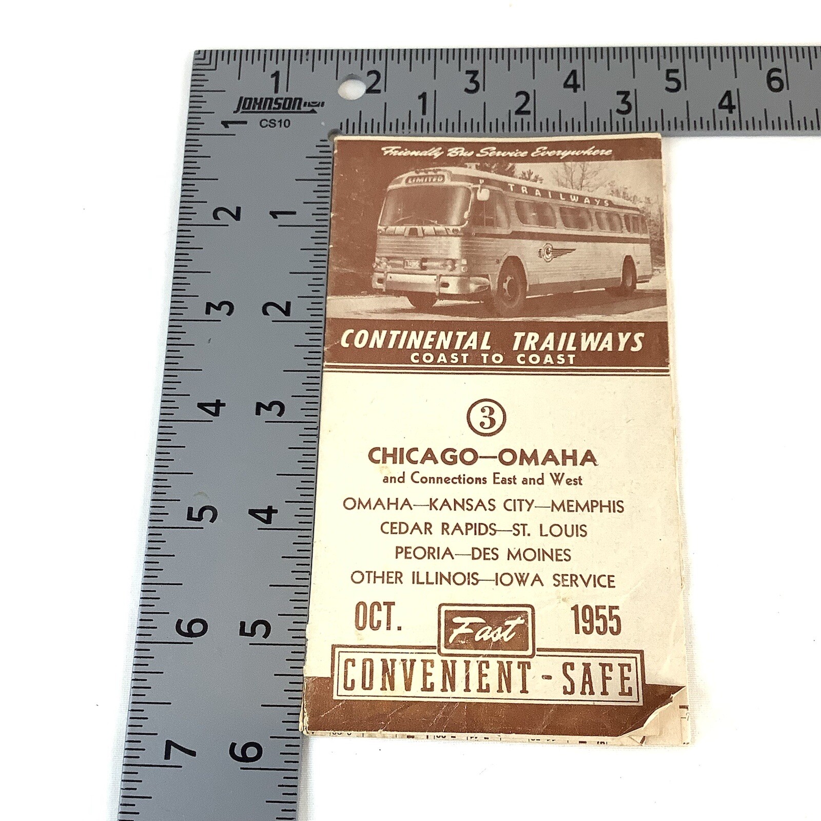 Continental Trailways Route And Time Schedules Oct. 1955 Vintage Bus ...